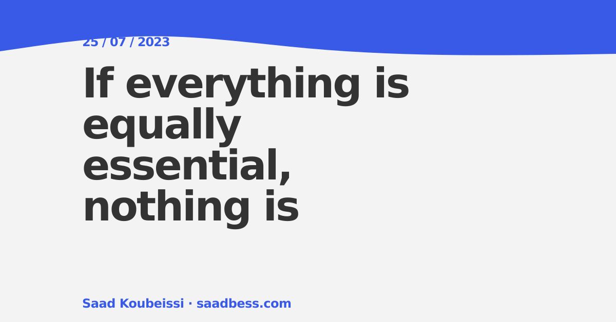 Saad Koubeissi | If everything is equally essential, nothing is